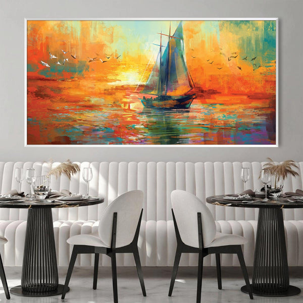 Fiery Sunset Sail Canvas – ClockCanvas