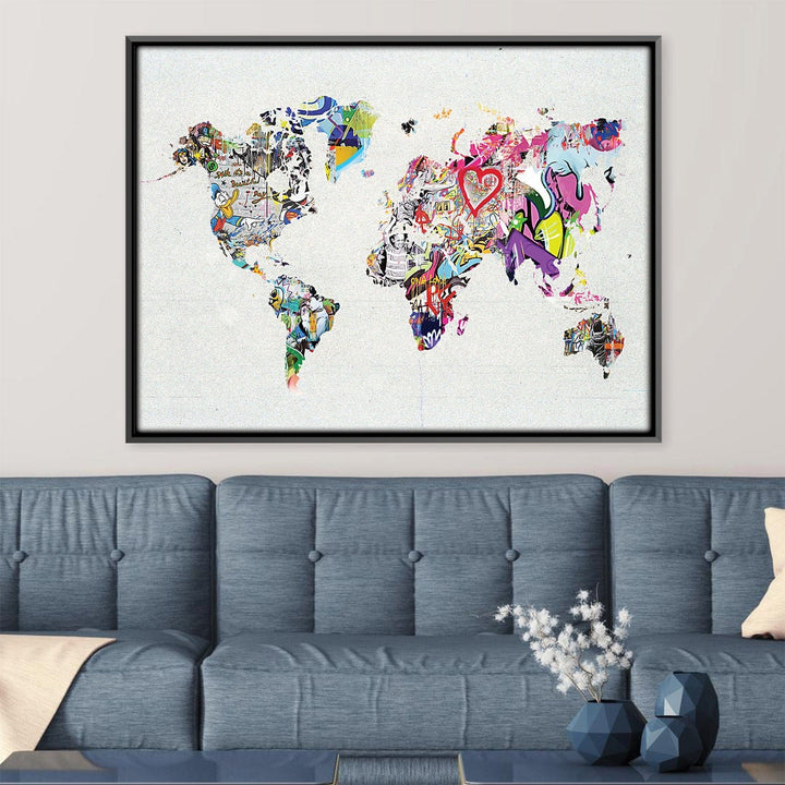Graffiti World Map Canvas – ClockCanvas