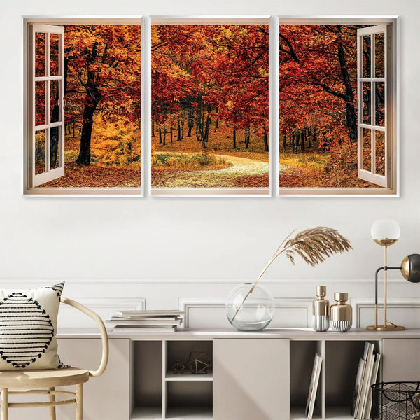 Window to Autumn Canvas | Canvas Wall Art – ClockCanvas