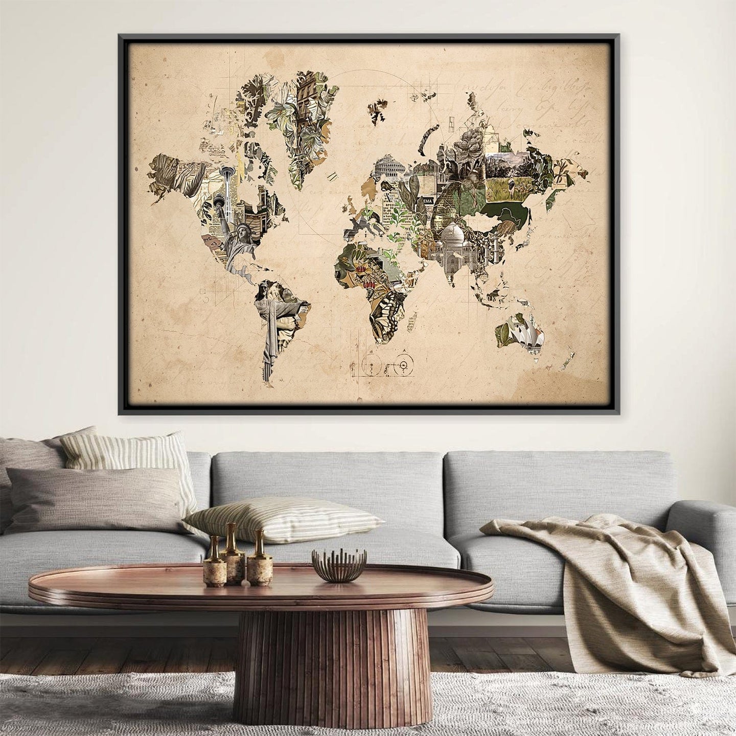 World Map of Monuments Canvas – ClockCanvas