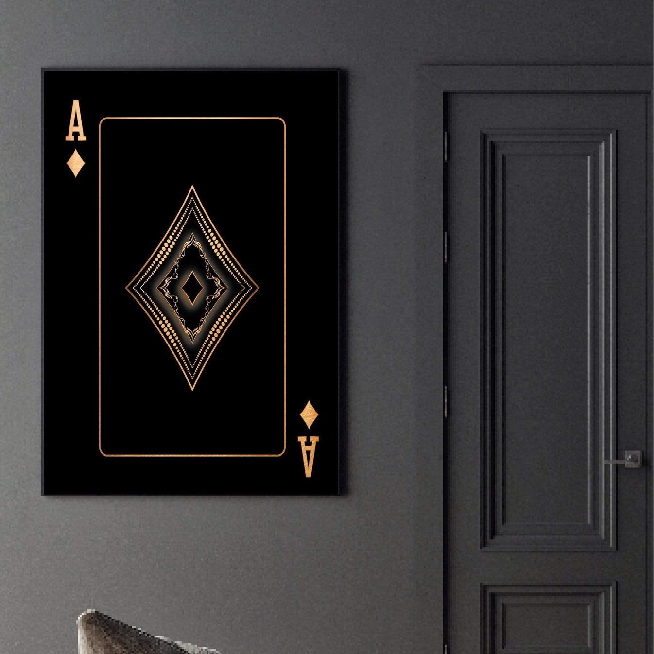Ace of Diamonds - Gold Canvas – ClockCanvas