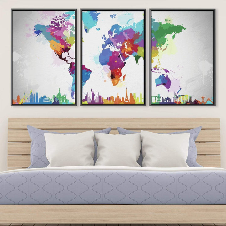 Artistic World Map Canvas – ClockCanvas