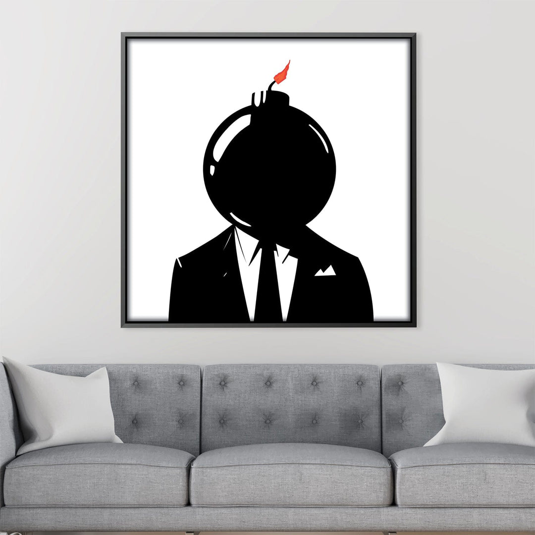 Banksy Bomb Head Canvas – ClockCanvas