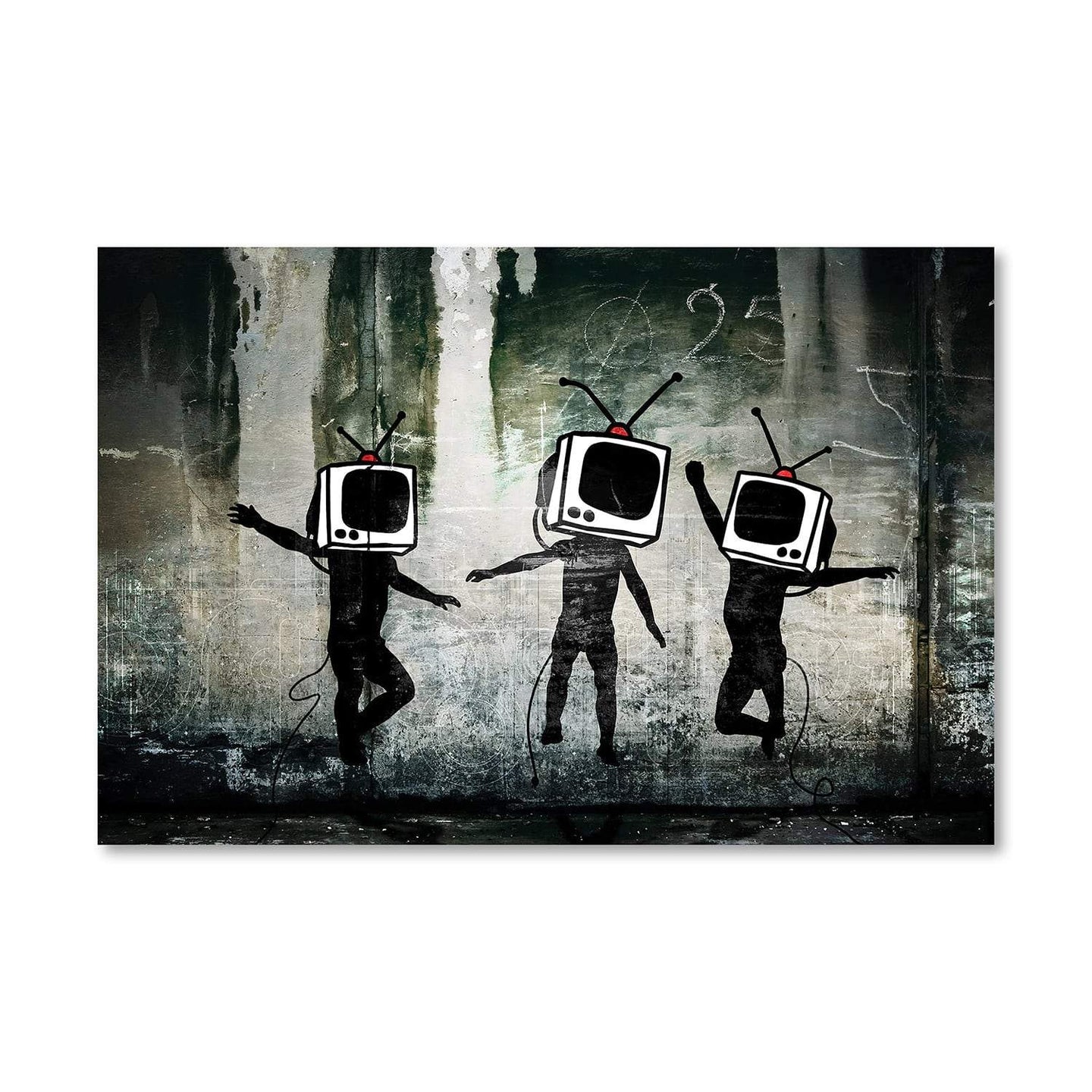 Banksy Dancing TV Heads Canvas – ClockCanvas