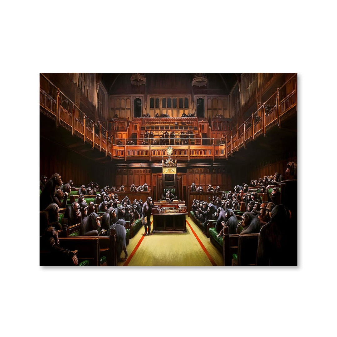 Banksy Devolved Parliament Canvas – ClockCanvas