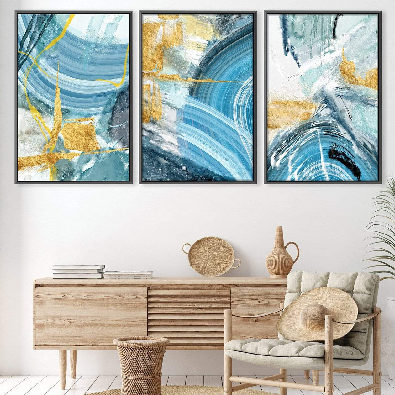 Blue Yellow Abstract Canvas – ClockCanvas