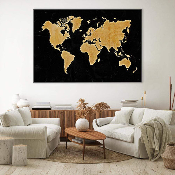 Marble World Map Canvas | Canvas Wall Art – ClockCanvas