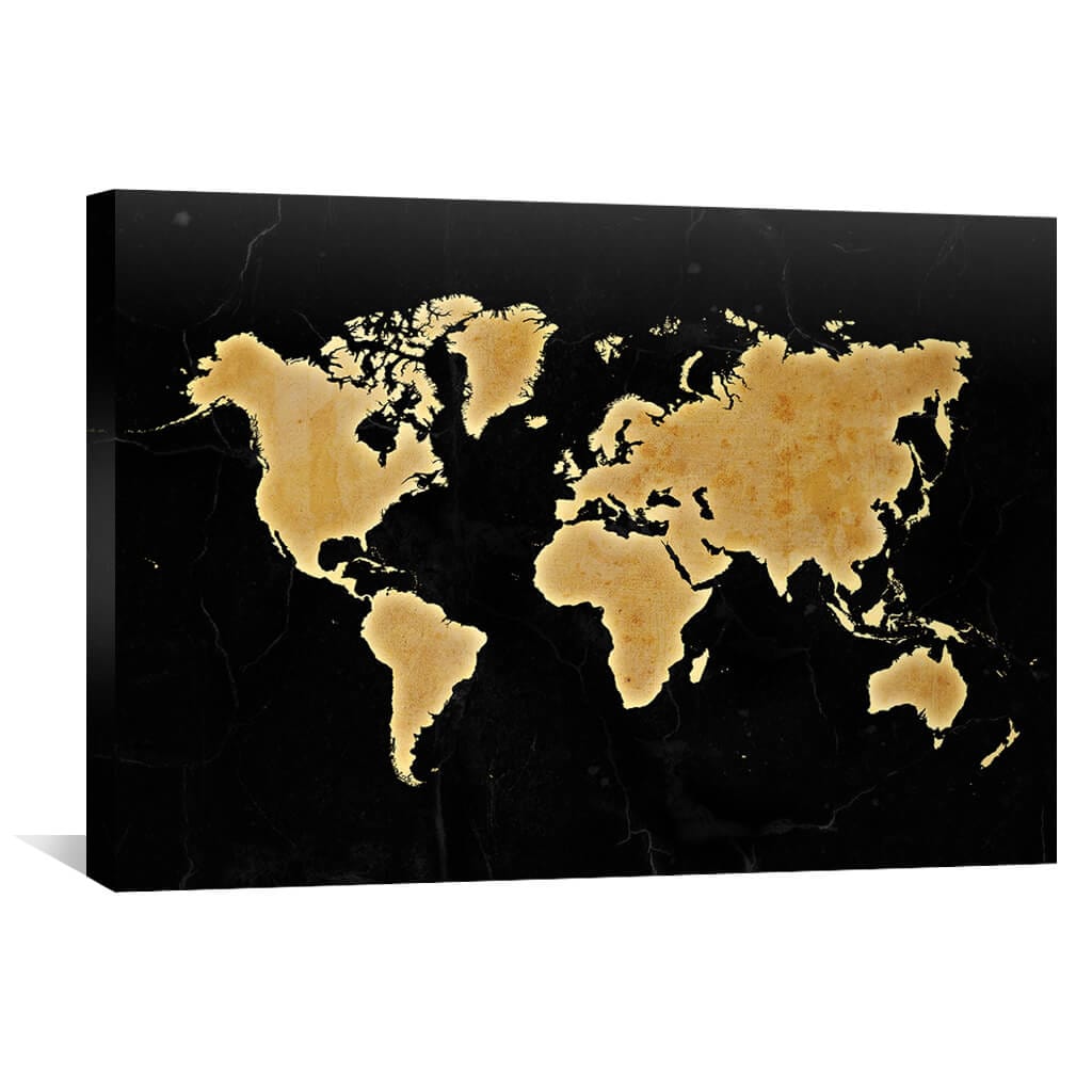 Marble World Map Canvas – ClockCanvas