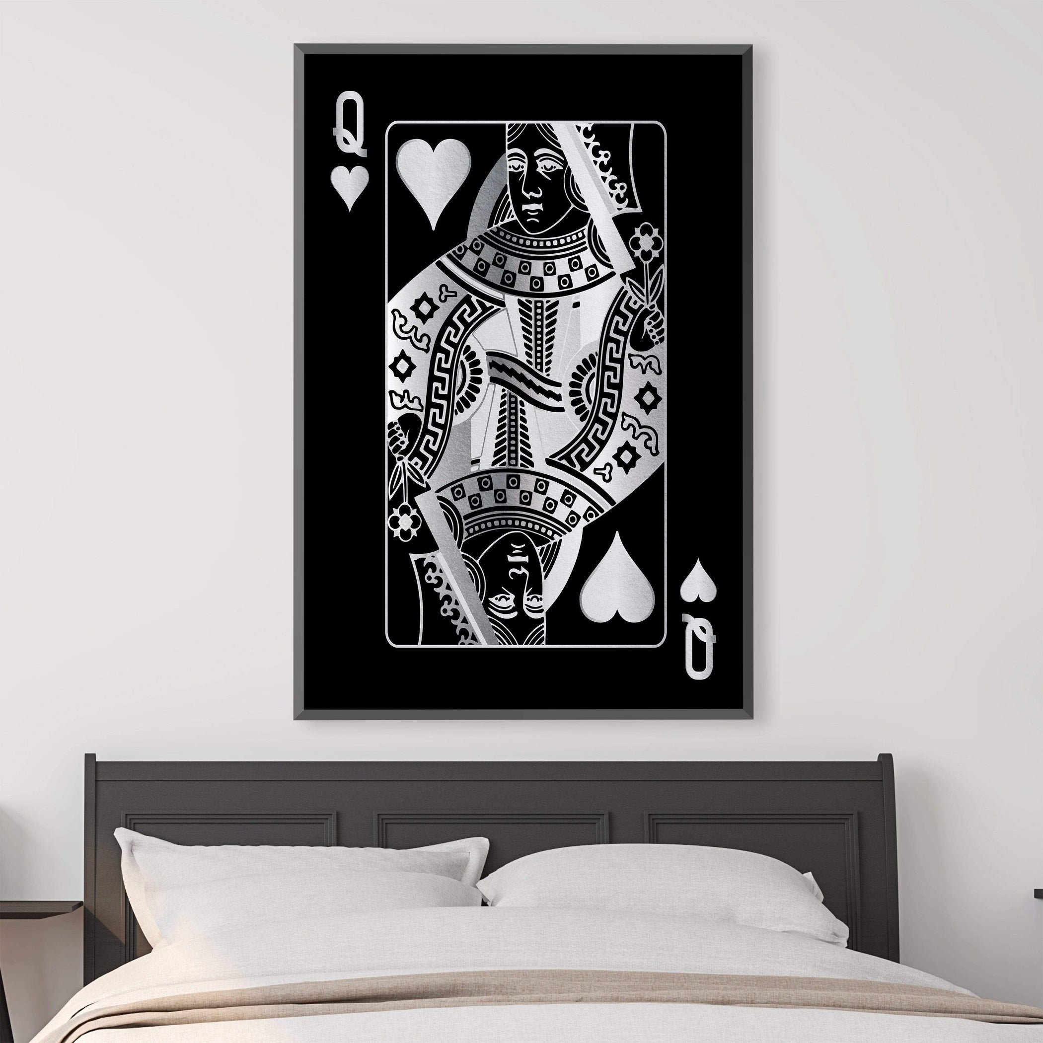 Queen of Hearts - Silver Canvas – ClockCanvas