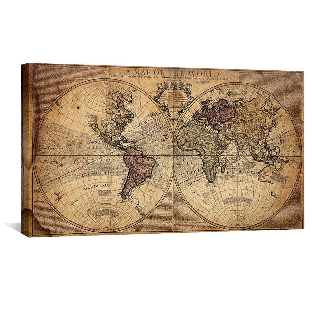 Rustic World Map Canvas – ClockCanvas